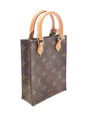 LOUIS VUITTON Monogram Petit Sac Plat Satchel - Brown