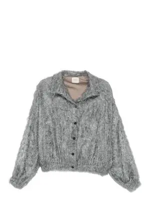 ALYSI Fringed Blouson Jacket - Grey
