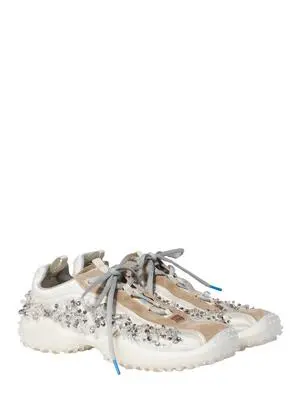 Miu Miu Bubble Embroidered Technical Fabric And Suede Sneakers - Ivory