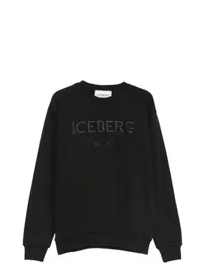 Iceberg Logo Embroidered Crewneck Sweatshirt - Black