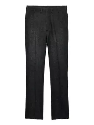 Prada Wool Chevron Print Flared Leg Trousers - Black