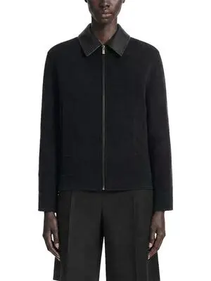 Max Mara Leather-trimmed Zip-up Jacket - Black