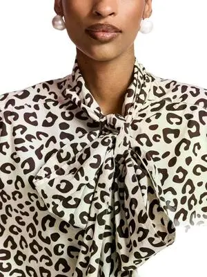 Essentiel Antwerp Leopard Print Pussy-bow Shirt - Neutrals