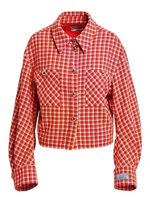 Essentiel Antwerp Checked Buttoned Jacket - Orange
