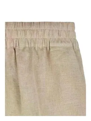 TOD'S Linen Trousers With Elasticated Waistband And Embroidered Detail - Neutrals