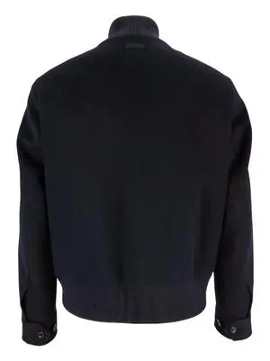 LARDINI Button-fastening Ribbed-trim Jacket - Blue