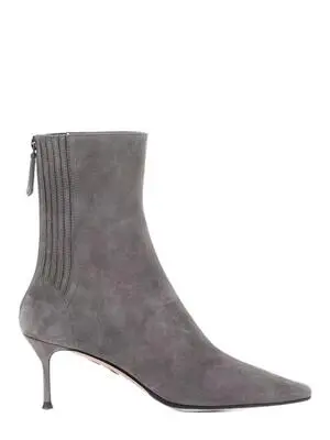 AQUAZZURA Ribbed-panel Suede Ankle Boots - Grey