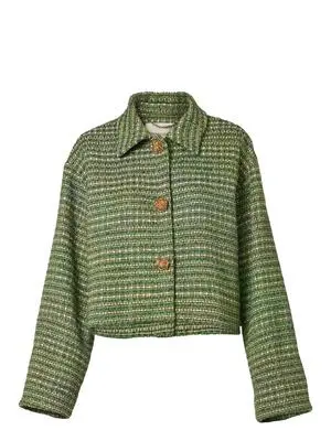 Carolina Herrera Cropped Tweed Jacket - Green