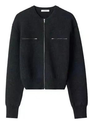 LEMAIRE Ribbed Alpaca Wool Blend Zipped Top - Black