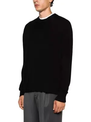 ATOMO FACTORY Crew Neck Sweater With Ribbed Trim - Black