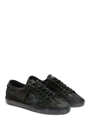 GOLDEN GOOSE Super-star Limited Edition Suede Sneakers With Crystal Embellishments - Black