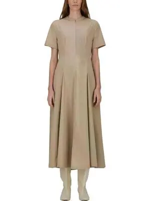 Herno Midi Dress With Pleated Skirt - Neutrals