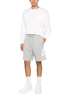 Nike Logo Print Drawstring Track Shorts - Grey