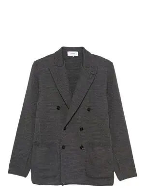 LARDINI Double-breasted Knitted Blazer - Grey