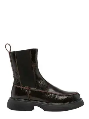 COPENHAGEN  Patent Leather Ankle Chelsea Boots - Brown