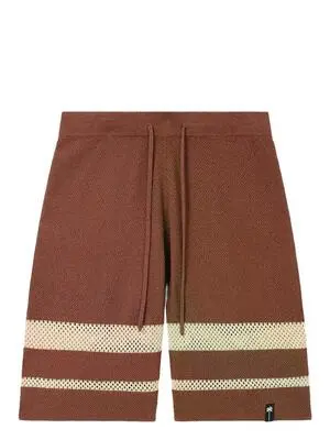 Palm Angels Palm Type Loose-knit Shorts - Brown