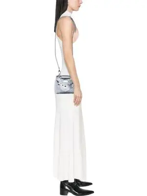 Dior Micro Metallic Patent Cannage Bear Lady Satchel - Silver