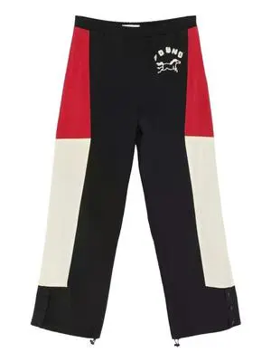 FOUND Colour-block Embroidered Track Pants - Black