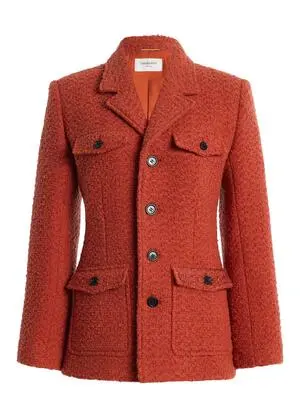 Saint Laurent Pocketed Tweed Jacket - Orange