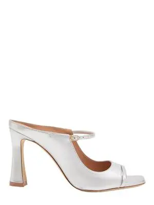 MALONE SOULIERS Rania 90 Metallic Leather Mules - Silver