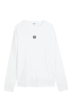Loewe Logo-embroidered Long-sleeve Cotton T-shirt - White
