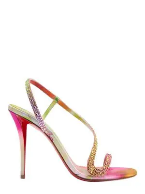 CHRISTIAN LOUBOUTIN Embellished Crepe-satin Sandals - Multi Print