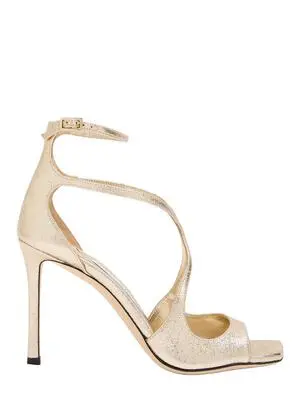 JIMMY CHOO Azia 95 Metallic Brilliance Sandals - Silver