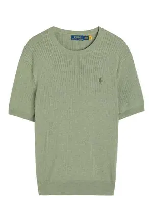 Polo Ralph Lauren Embroidered Ribbed Cotton T-shirt - Green