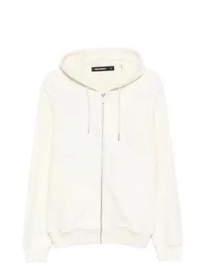 Karl Lagerfeld Zip-up Hoodie With Embossed Logo - Neutrals