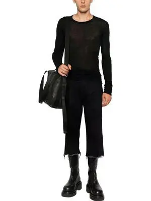 Rick Owens Cropped Raw-cut Jeans - Black