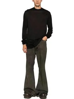 Rick Owens Long Sleeve Knit Crew Neck Sweater - Grey