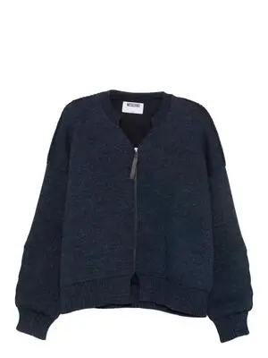 Moschino Zip-up Jacket With Ribbed Cuffs And Hem - Blue