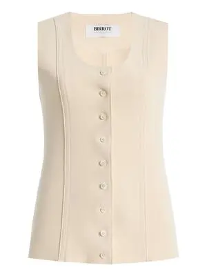 BIRROT Fitted Crepe Vest - Yellow