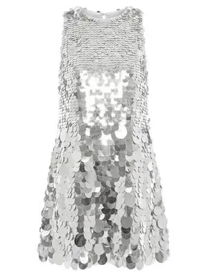 Mac Duggal Paillette Sequin Sleeveless Mini Dress - Silver
