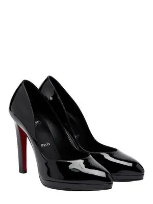 CHRISTIAN LOUBOUTIN Patent Leather Pointed Toe Pumps - Black