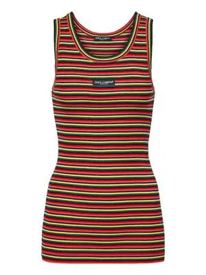 Dolce & Gabbana Ribbed Striped Cotton Tank Top - Multicoloured
