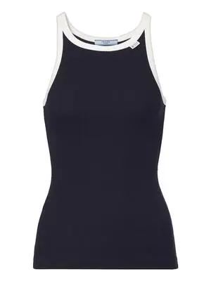 Prada Ribbed-knit Cotton Tank Top - Blue