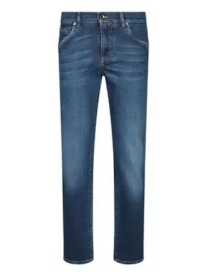 Dolce & Gabbana Slim-fit Jeans In Dark Wash Denim - Multi