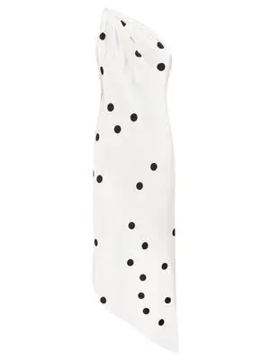 Anna October Polka Dot One-shoulder Midi Dress - White