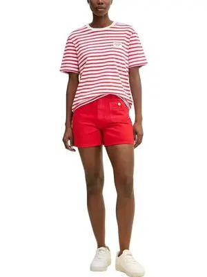 JOOP! Striped Cotton T-shirt With Logo Patch - Red