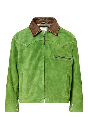 FOUND Western Barn Leather Jacket - Mossy Green