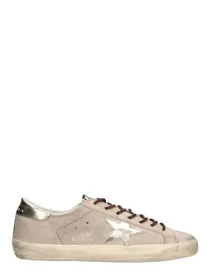 GOLDEN GOOSE Suede Super-star Low Top Sneakers - Beige