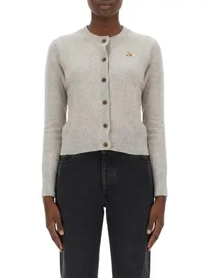 Maison Kitsuné Maison Kitsuné Embroidered Logo Crewneck Cardigan Grey