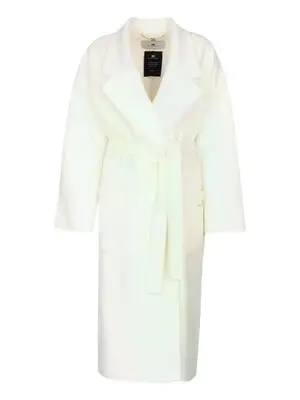 Elisabetta Franchi Wool Double Cloth Coat - Neutrals