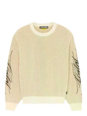 IUTER Iuuter Ribbed-knit Graphic-print Long-sleeve Sweater - Neutrals