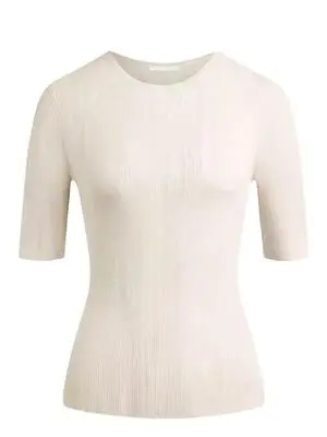 12 STOREEZ Souffle Ribbed-knit Top - Neutrals