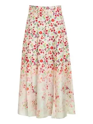 Gabriela Hearst Floral Print Midi Skirt - Neutrals