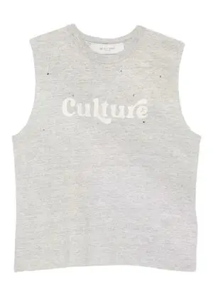 GOLDEN GOOSE Roberta Distressed Slogan-print Sleeveless T-shirt - Grey