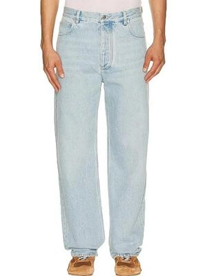 Bottega Veneta Sky Bleached Intrecciato Detail Wide Leg Denim - Light Bleach