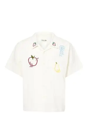 STORY MFG. Greetings Camp-collar Cotton-and-linen Shirt - Folk